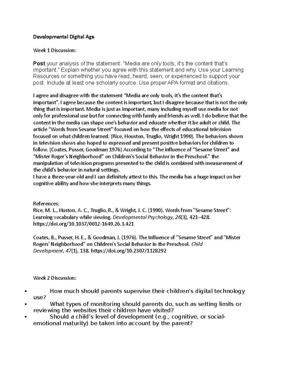 Developmental Digital Age Discussion post - Developmental Digital Age ...