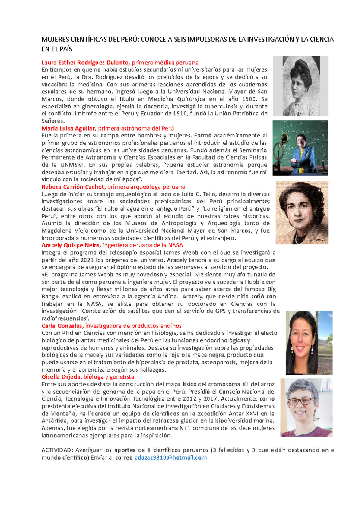 Biografia de Mujeres Científicas DEL PERÚ - MUJERES CIENTÍFICAS DEL PERÚ: CONOCE A SEIS ...
