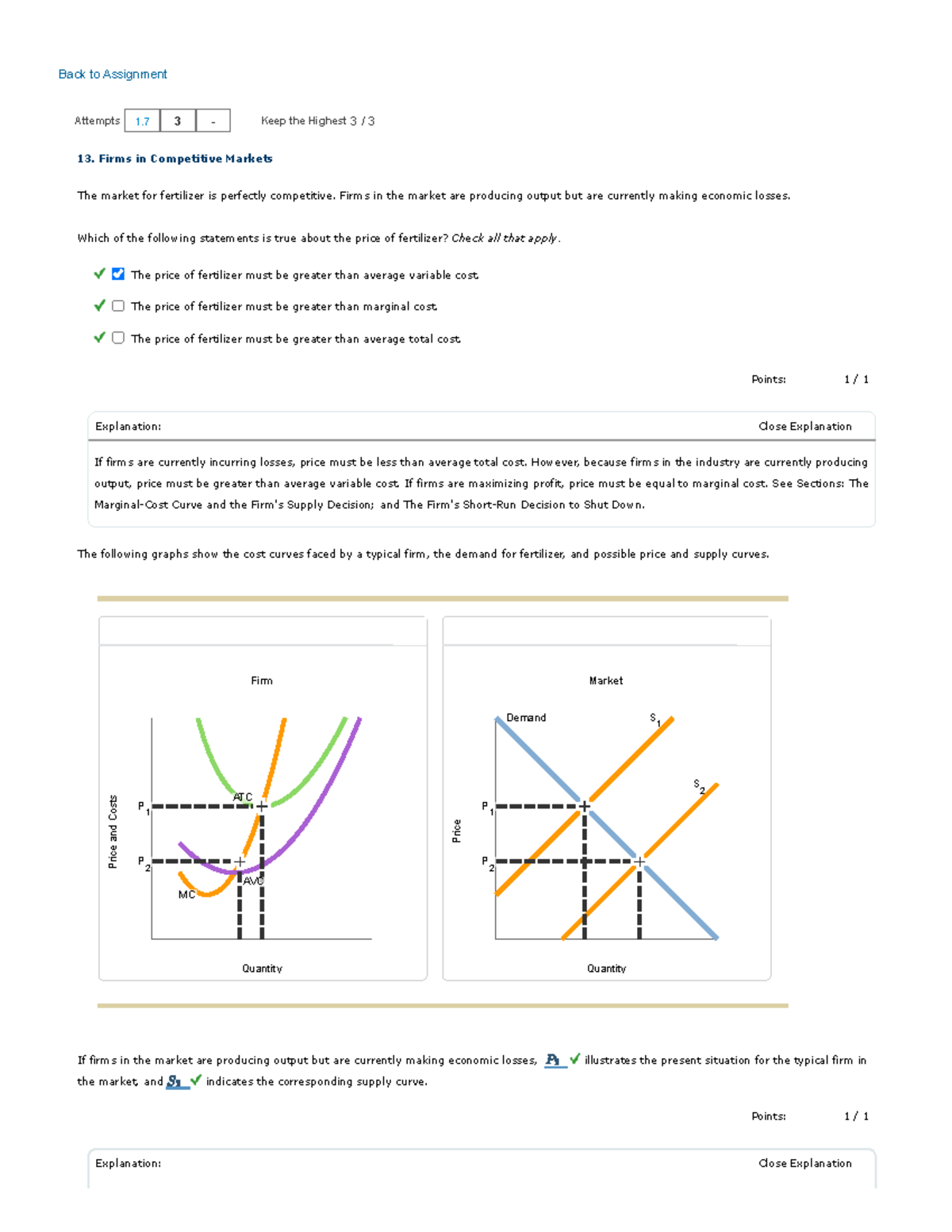 5.13 Firms in Competitive Markets - Points: 1 / 1 Close Explanation ...