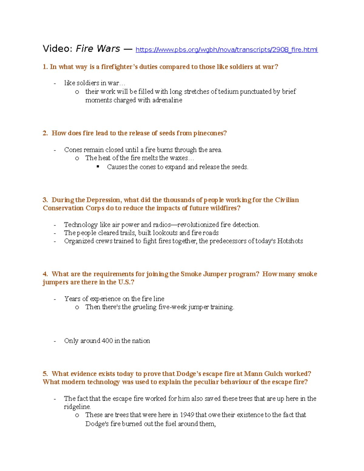 Video Questions: Fire Wars - Video: Fire Wars — pbs/wgbh/nova ...