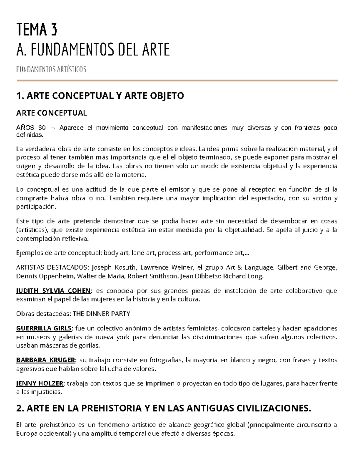 Fundamentos TEMA 3 - TEMA 3 A. FUNDAMENTOS DEL ARTE FUNDAMENTOS ARTÍSTICOS 1. ARTE CONCEPTUAL Y ...