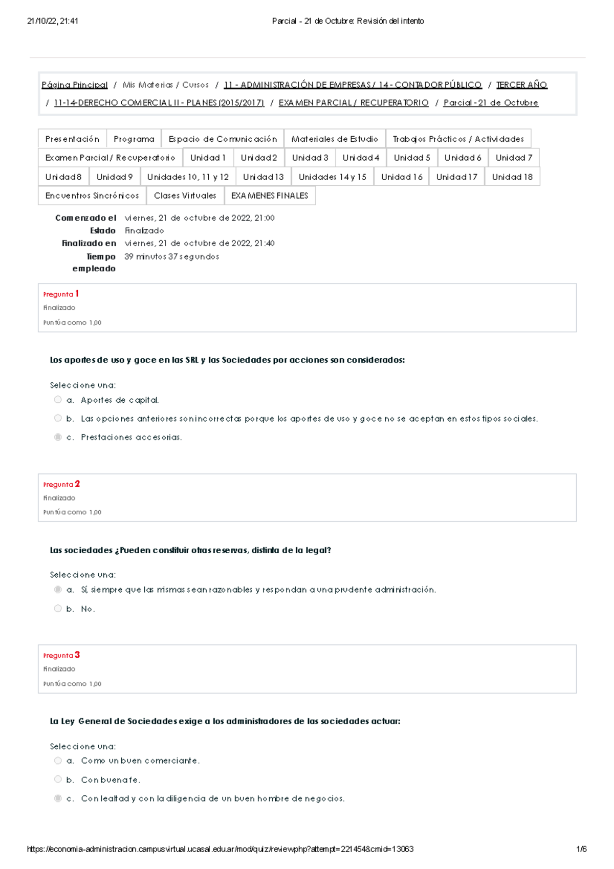 Parcial der com II - 21 de Octubre Revisión del intento - Página ...