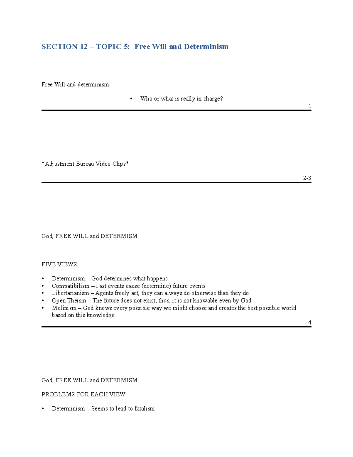 11 PHIL 103 Free Will and Determinism Notes - SECTION 12 – TOPIC 5 ...