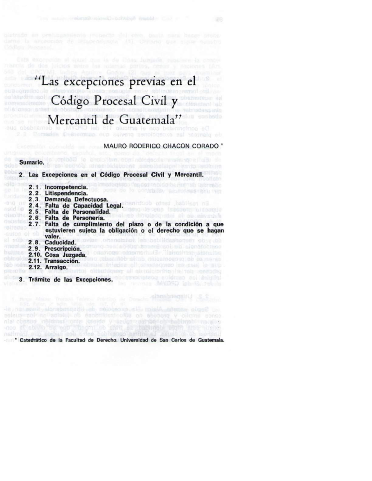 Excepciones 1 DE 2 - . ^Las excepciones previas en el Código Procesal ...