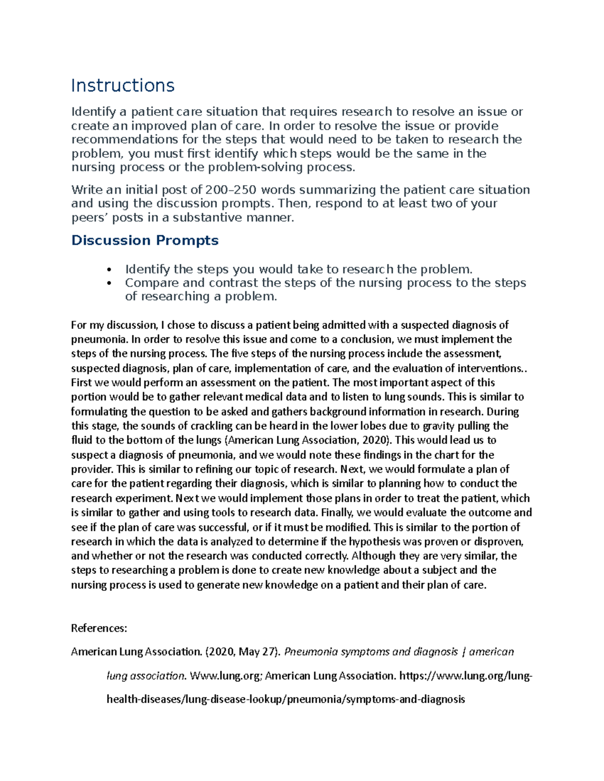 Module 2 Discussion - Identify a patient care issue and propose a change of their patient care ...