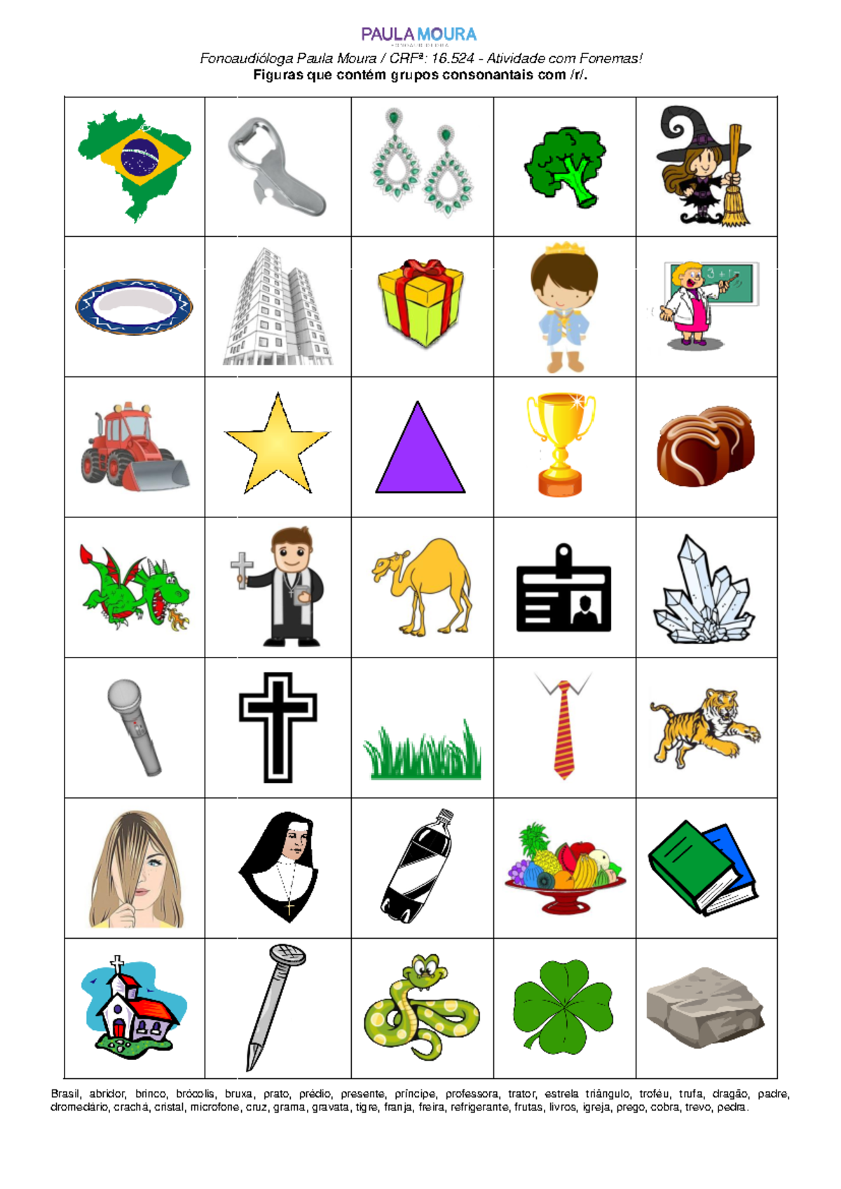 Encontro Consonantal R figuras coloridas - Linguagem E Comunicação ...