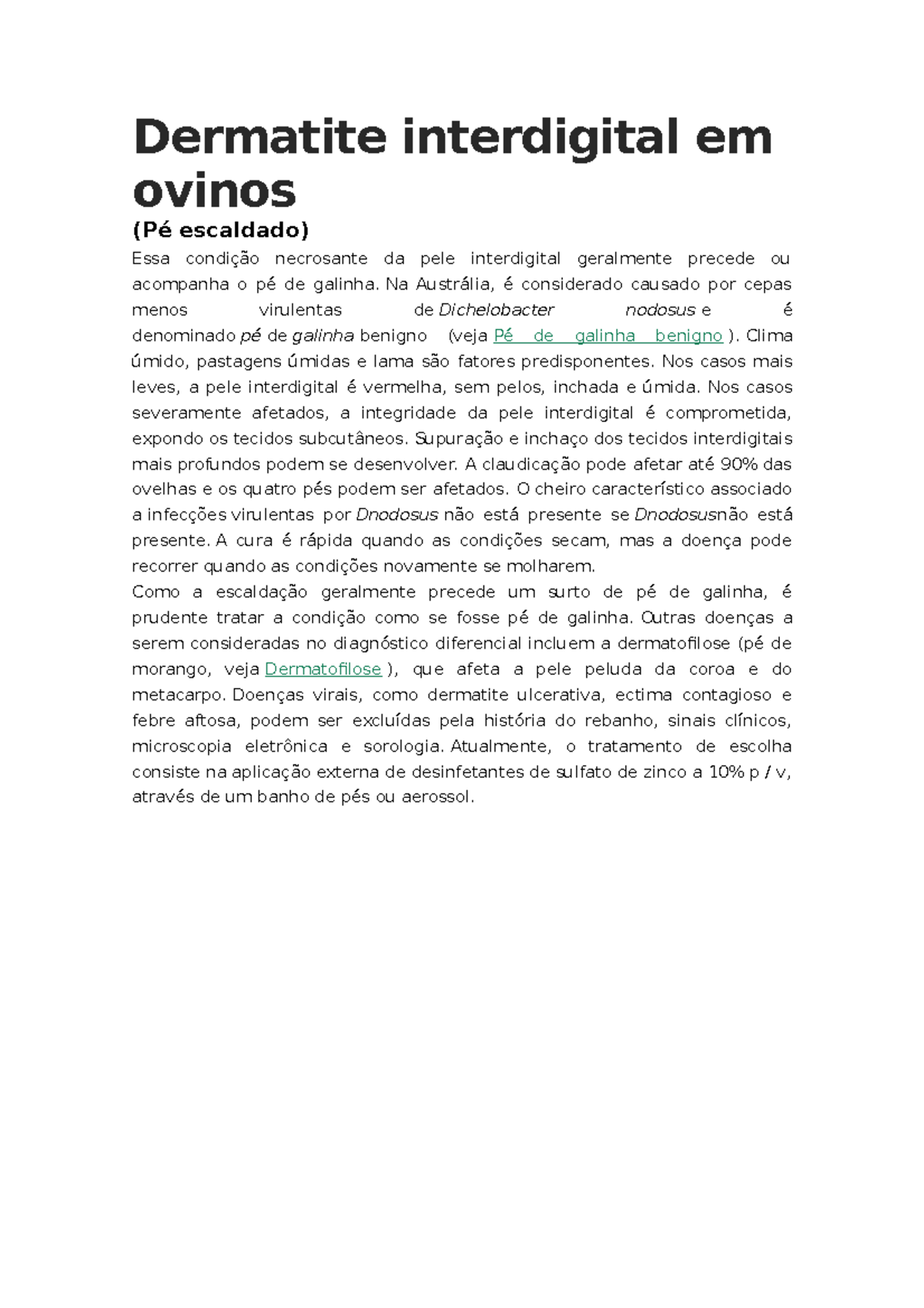 Dermatite interdigital em ovinos - Dermatite interdigital em ovinos (Pé ...