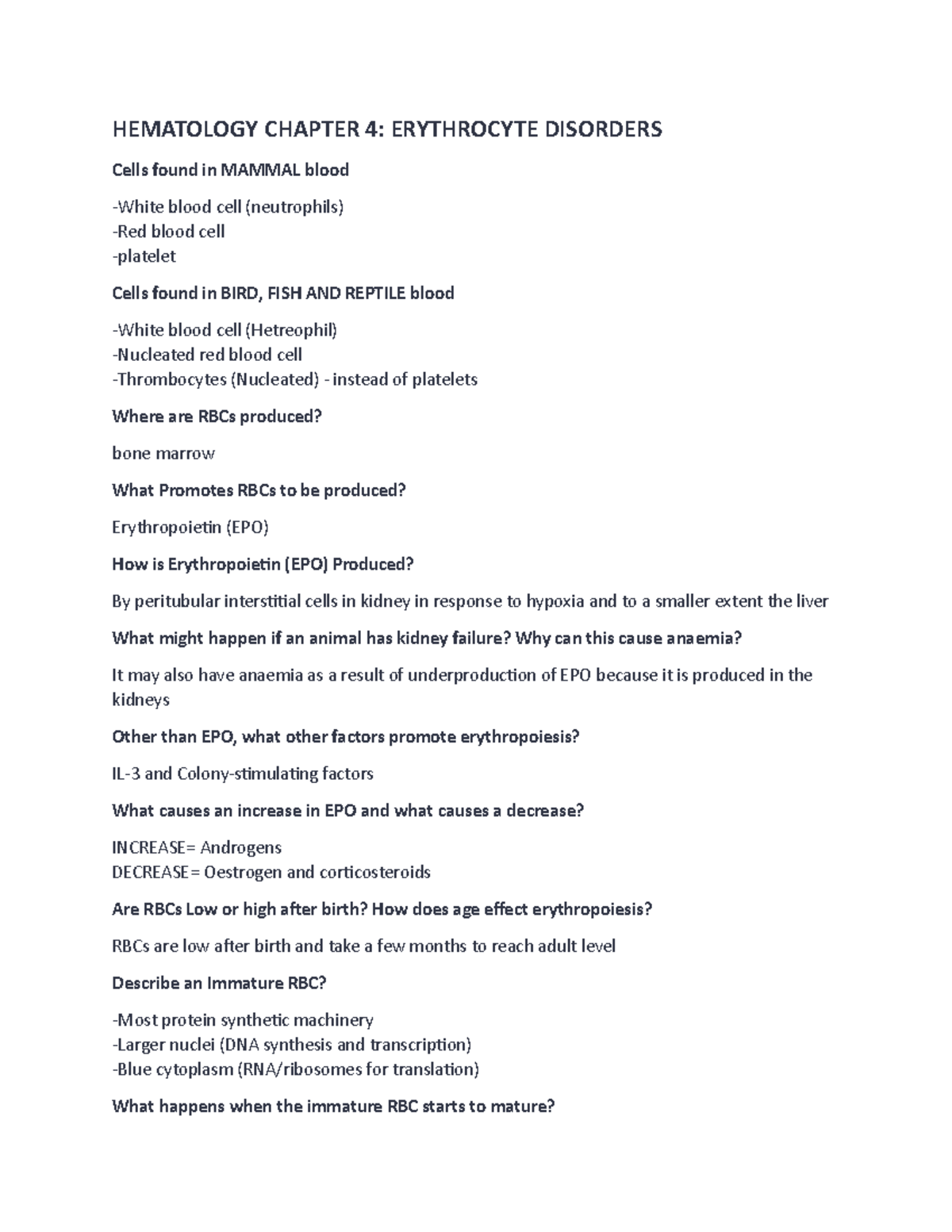 Erythrocyte Disorders Chapter 4 - HEMATOLOGY CHAPTER 4: ERYTHROCYTE ...