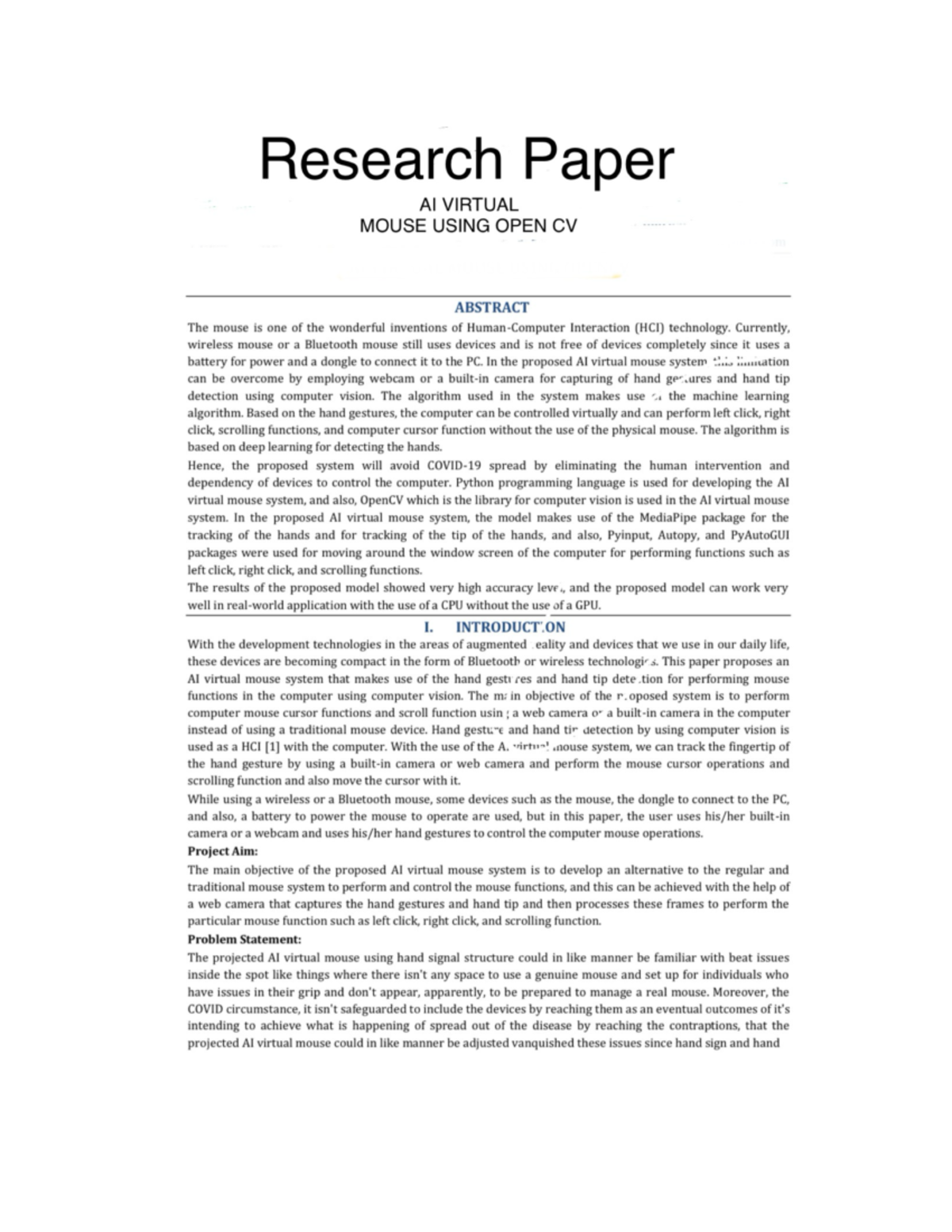 Research paper - B tech - Studocu