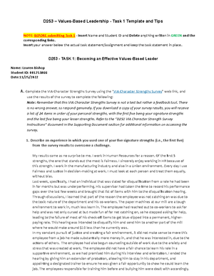 D253 Task 1 Template - 09-29-22 - D253 – Values-Based Leadership - Task ...