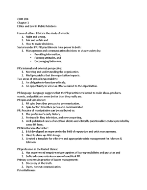PR final cheat sheet - CHEAT SHEET • PR VS. MARKETING VS. ADVERTISING ...