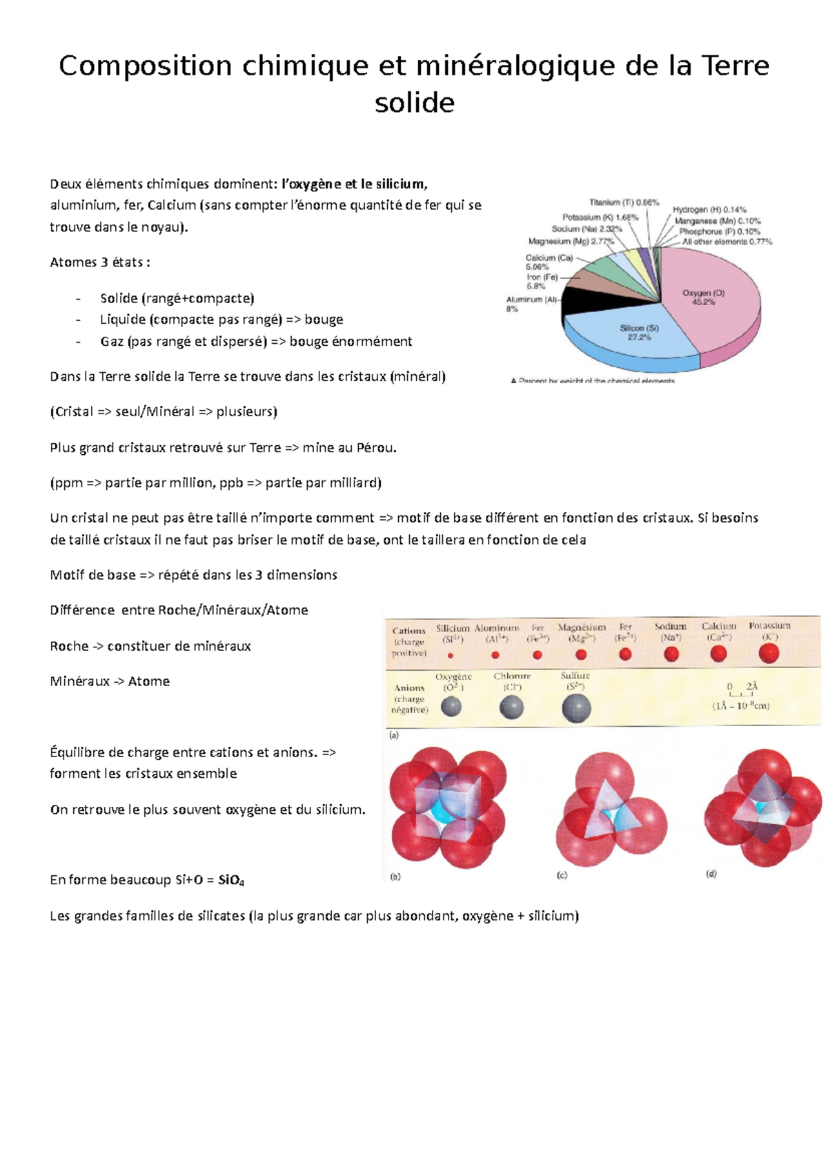 Planète Terre-Composition chimique et minéralogique de la Terre solide ...
