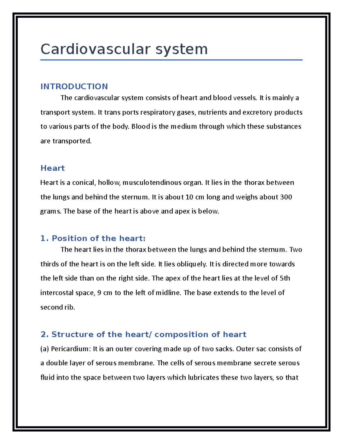 AN Overview OF Cardiovascular system - Cardiovascular system ...