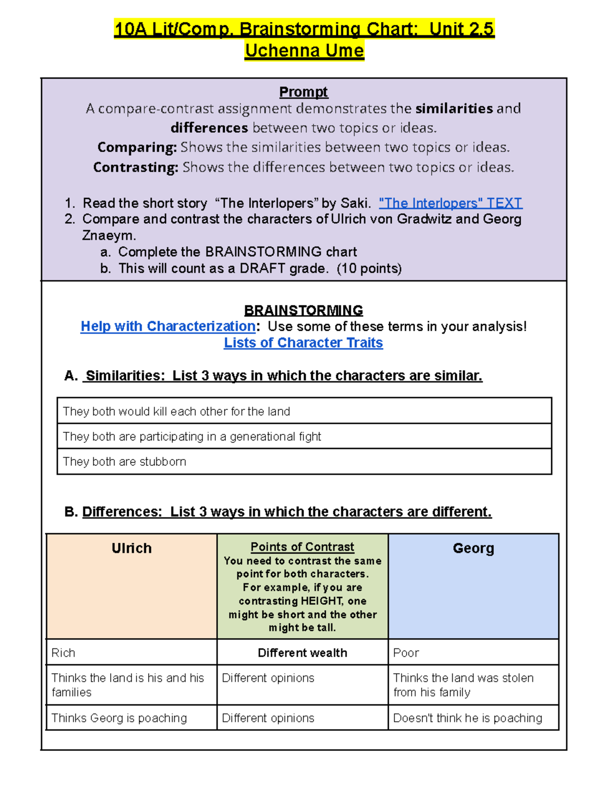 Brainstorming chart - Studocu