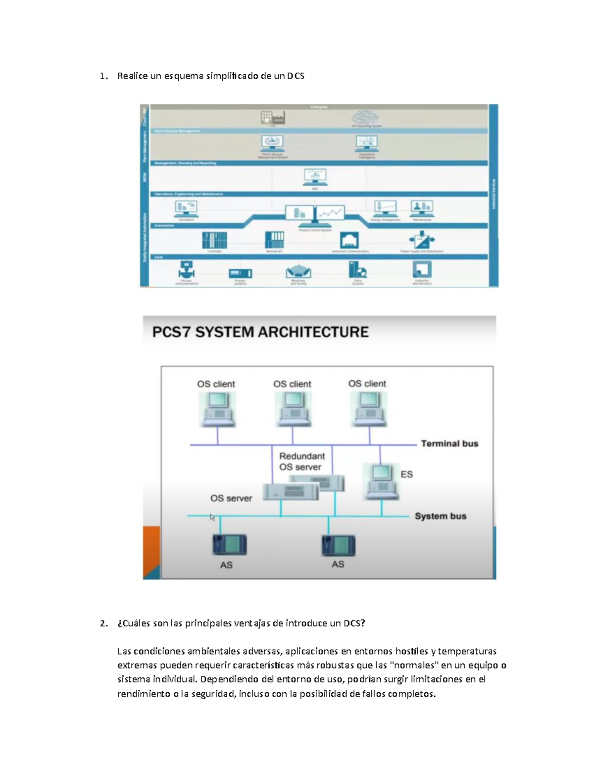 Pcs7 - redes - Realice un esquema simplificado de un DCS ¿Cuáles son ...