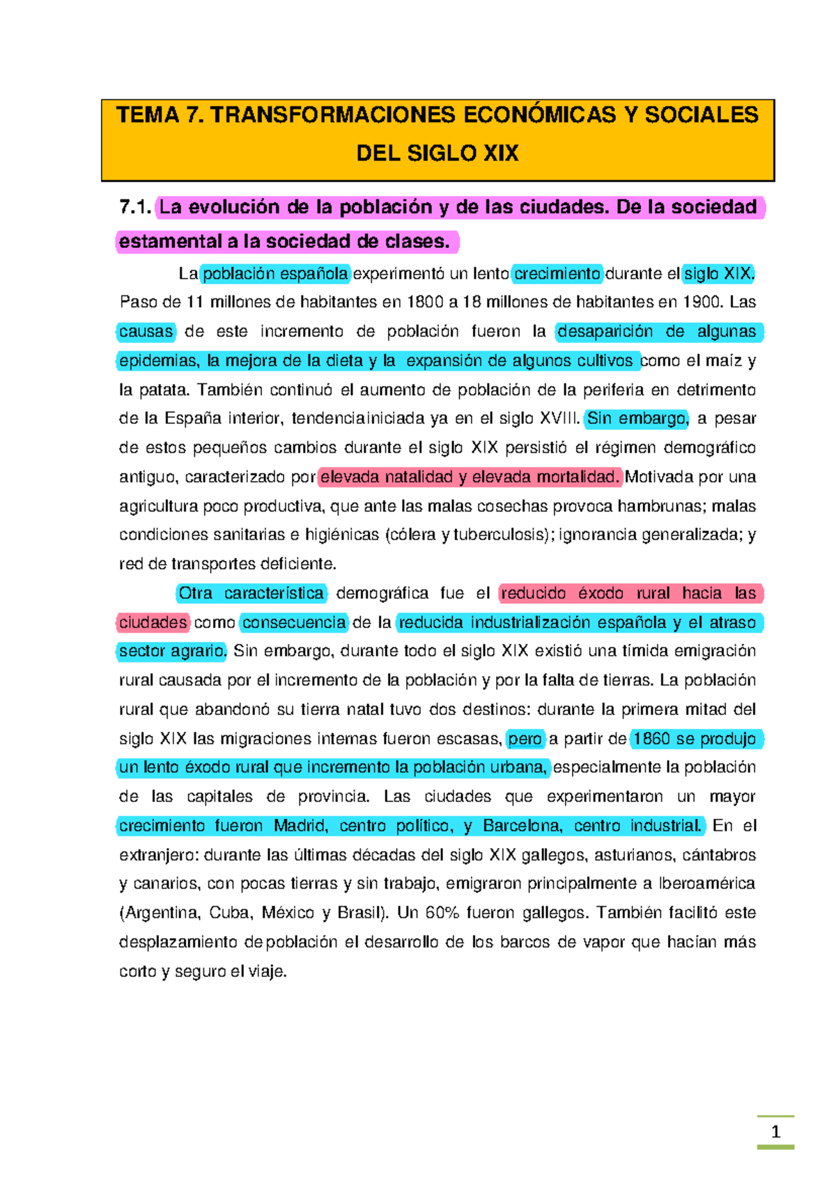 TEMA 7 TRANSFORMACIONES SOCIALES Y ECONÓMICAS DEL S.XIX - TEMA 7. TRANSFORMACIONES ECONÓMICAS Y ...