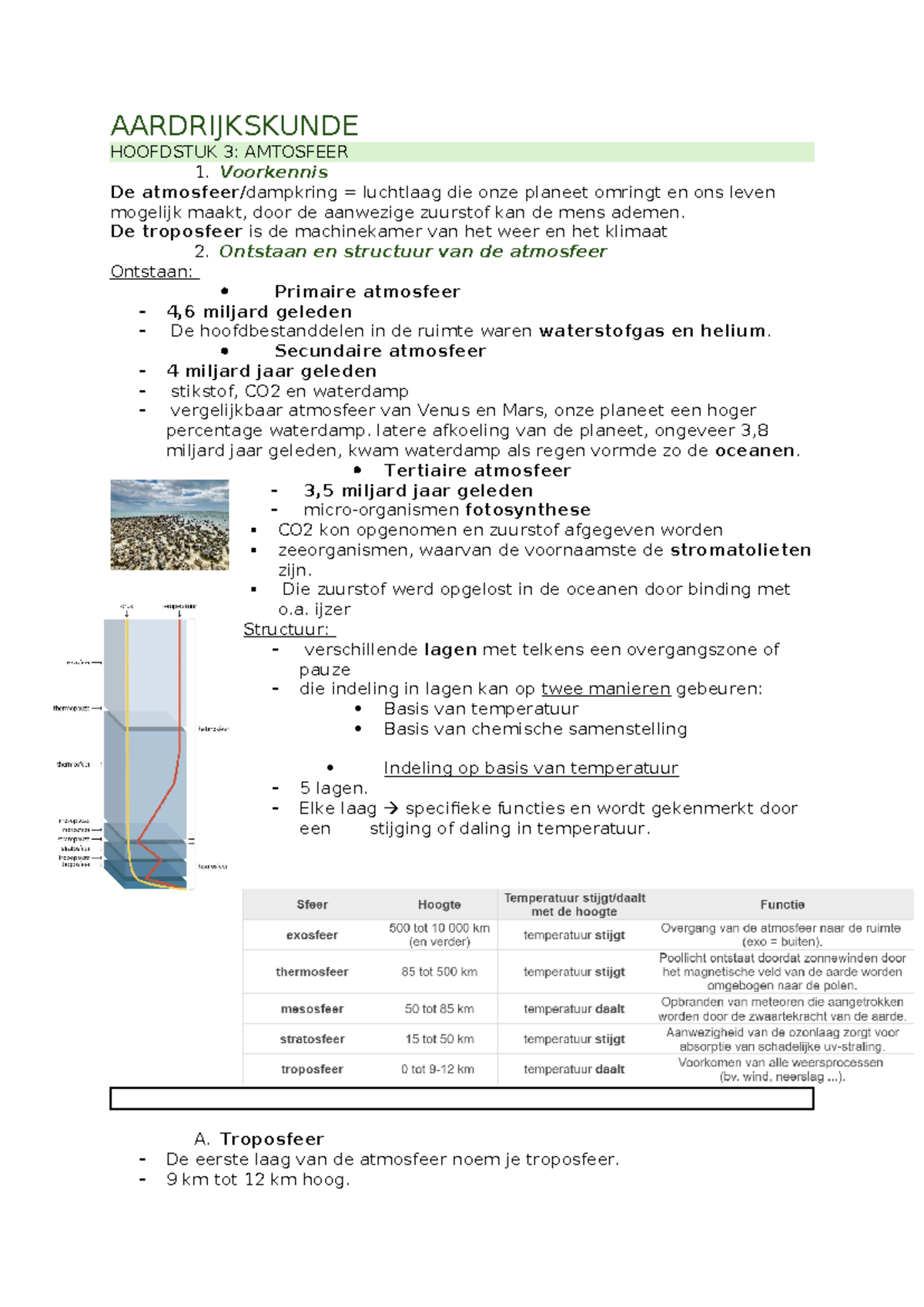 Aardrijkskunde - AARDRIJKSKUNDE HOOFDSTUK 3: AMTOSFEER 1. Voorkennis De ...