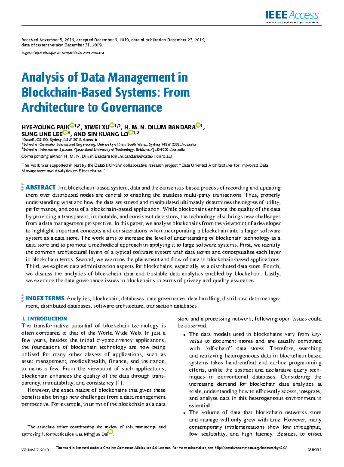 Analysis of Data Management in Blockchain-Based Systems From Architecture to Governance ...