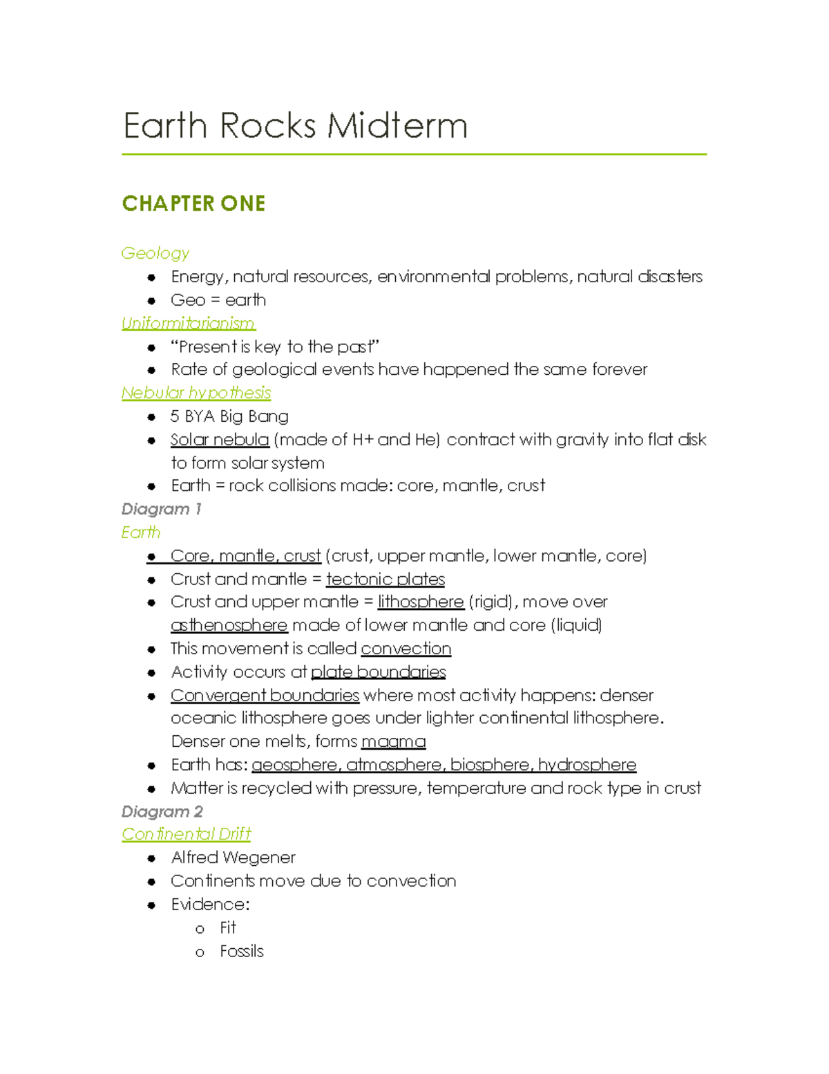 Earth Sci 1022 - Earth Rocks Midterm Notes - 2019 - Earth Rocks Midterm ...