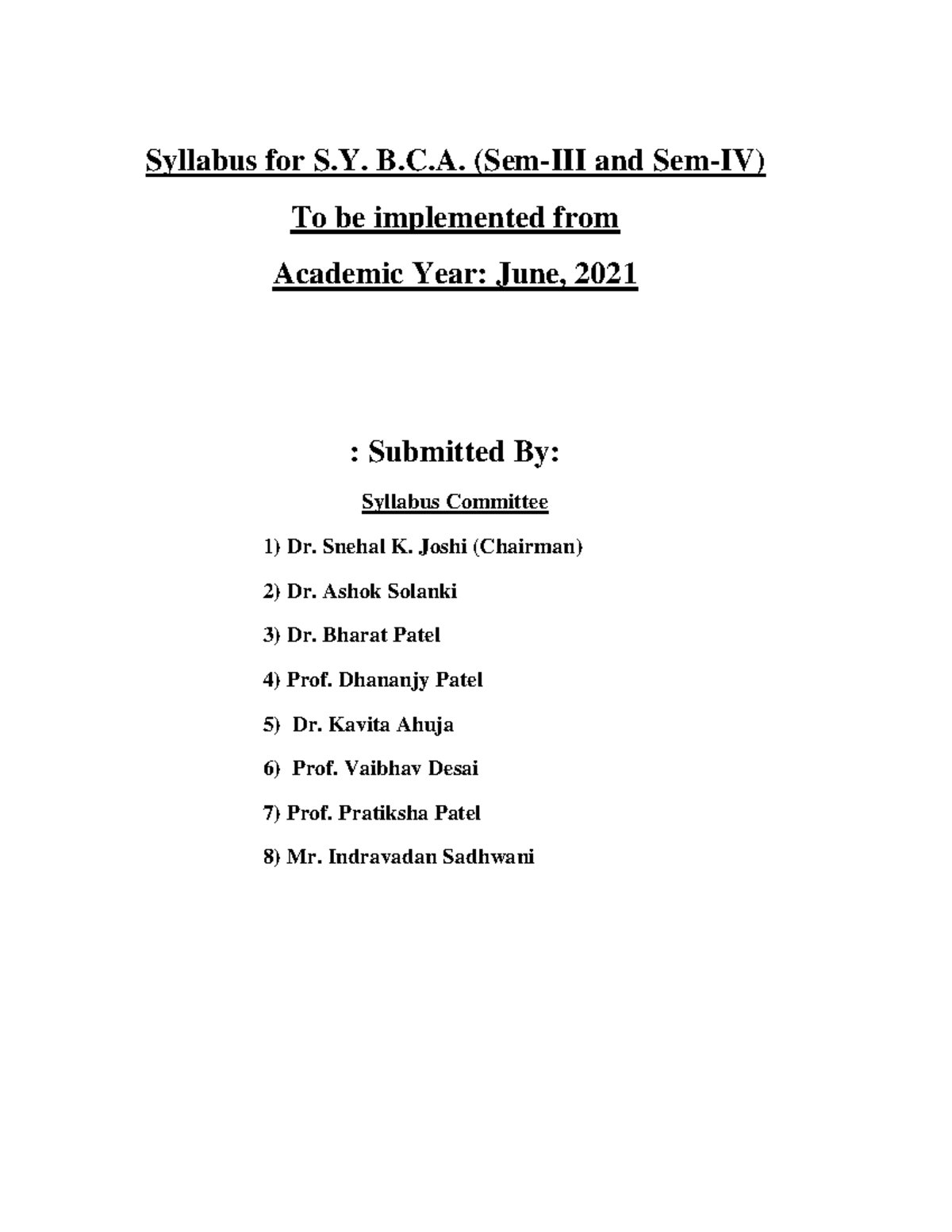 2106130814 Syllabus Sybca 3 4 - Syllabus for S. B.C. (Sem-III and Sem ...