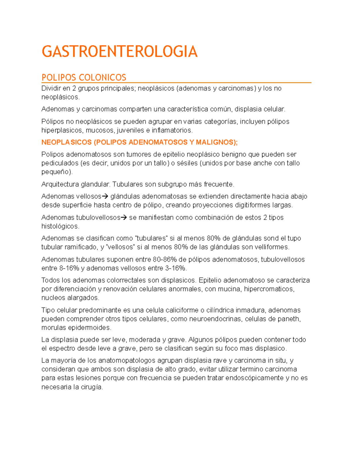 Polipos Colonicos - GASTROENTEROLOGIA POLIPOS COLONICOS Dividir en 2 ...