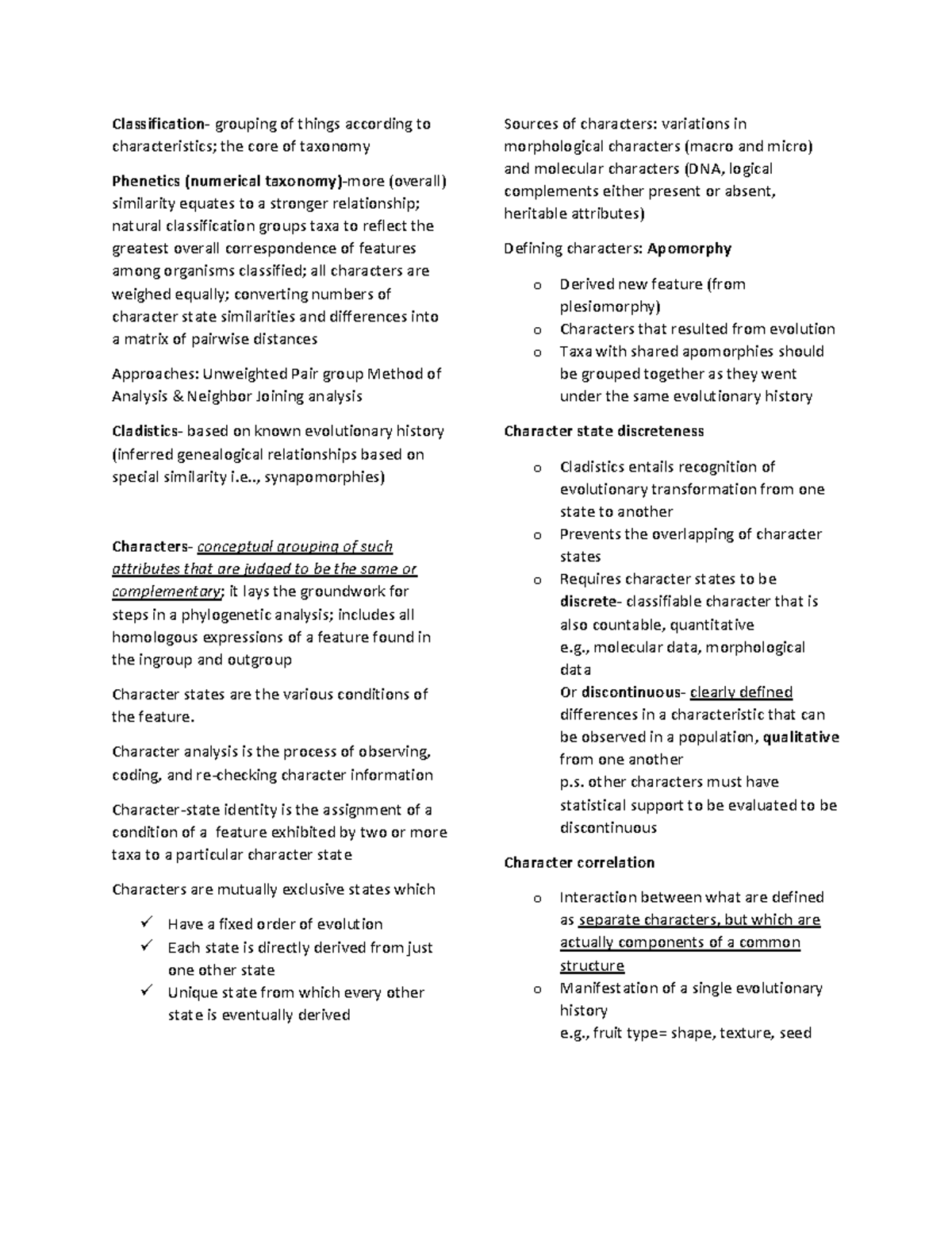 Review Finals - Lecture notes 5-8 - Classification- grouping of things ...