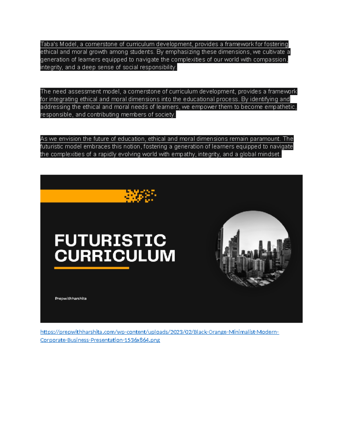 Taba - hope it help - Taba's Model, a cornerstone of curriculum ...