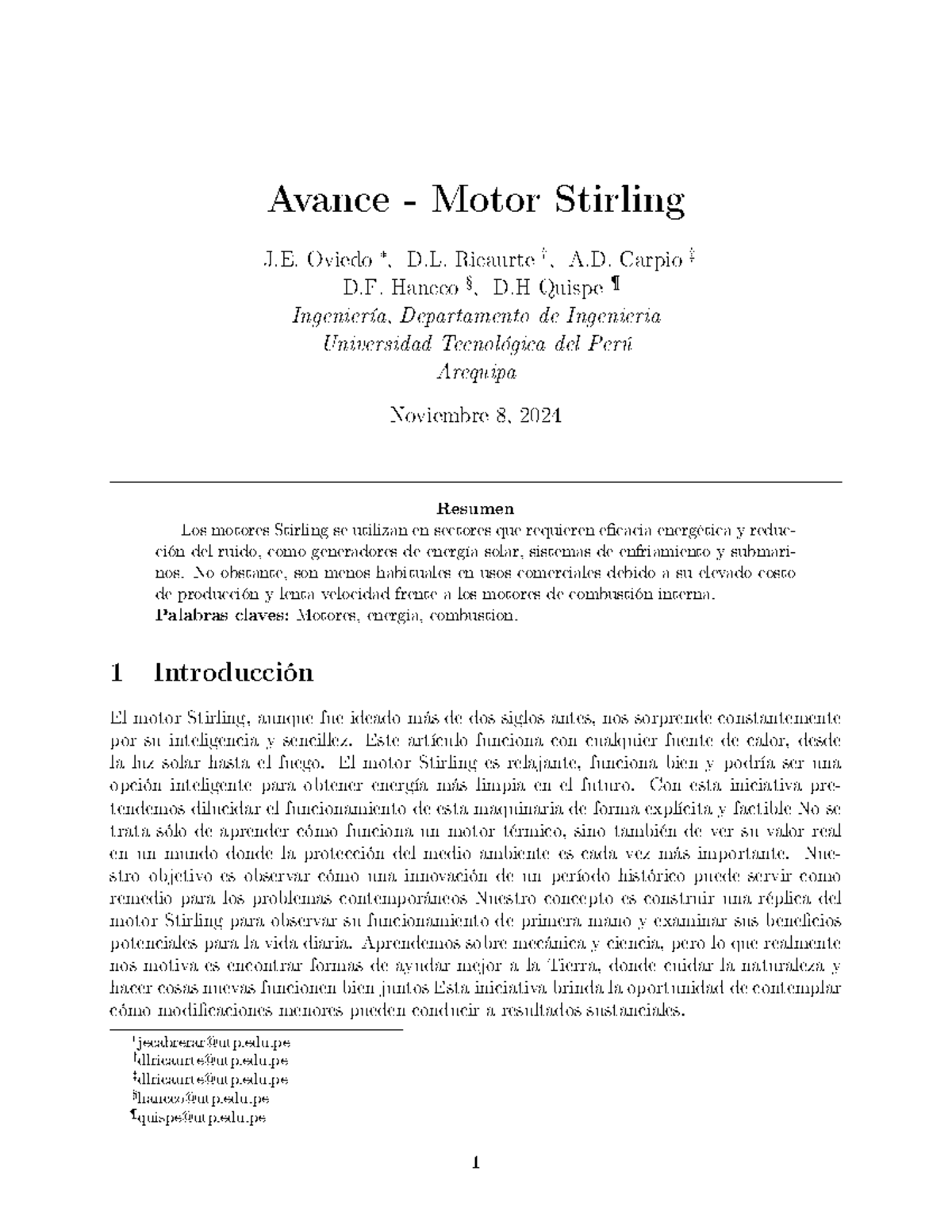 Avance - motor stirling - Avance - Motor Stirling J. Oviedo *, D ...