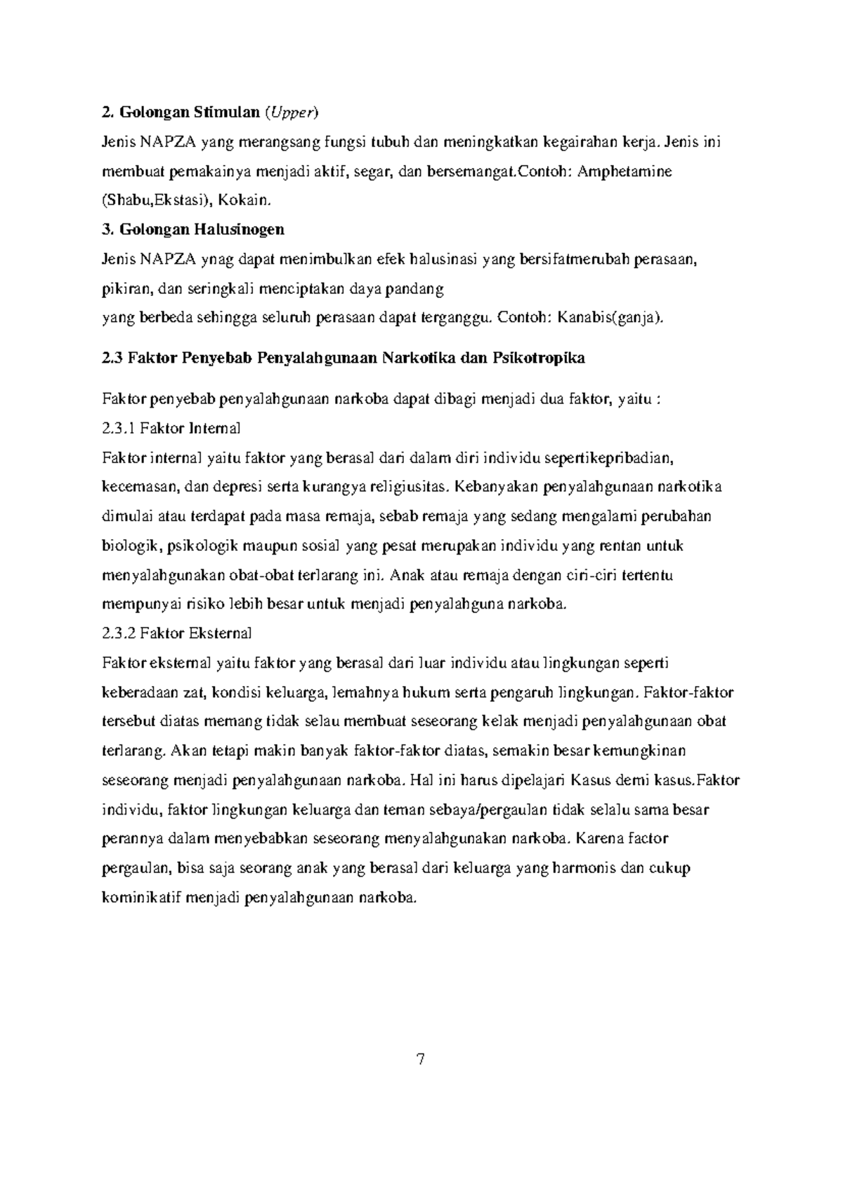 Makalah narkoba-12 - tugas - Golongan Stimulan (Upper) Jenis NAPZA yang ...