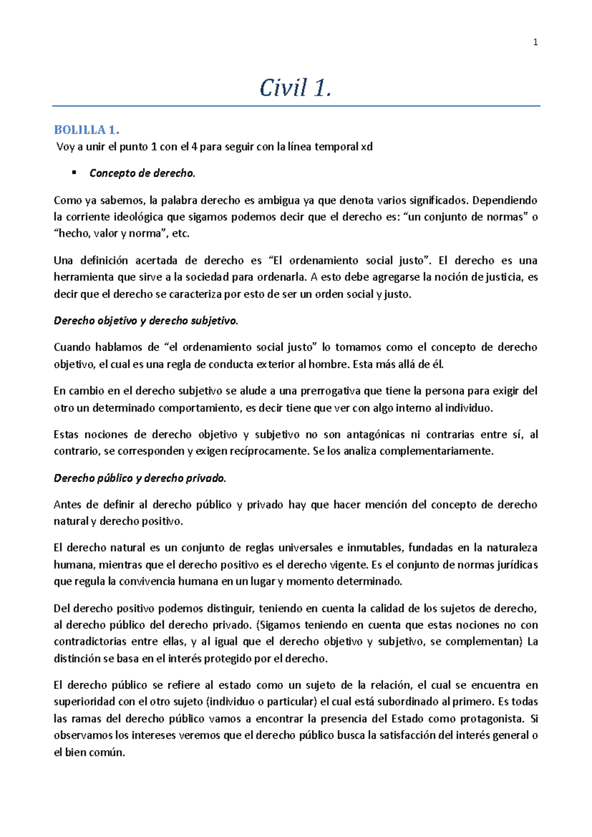 Civil 1 - un resumen corto pero conciso - Civil 1. BOLILLA 1. Voy a ...