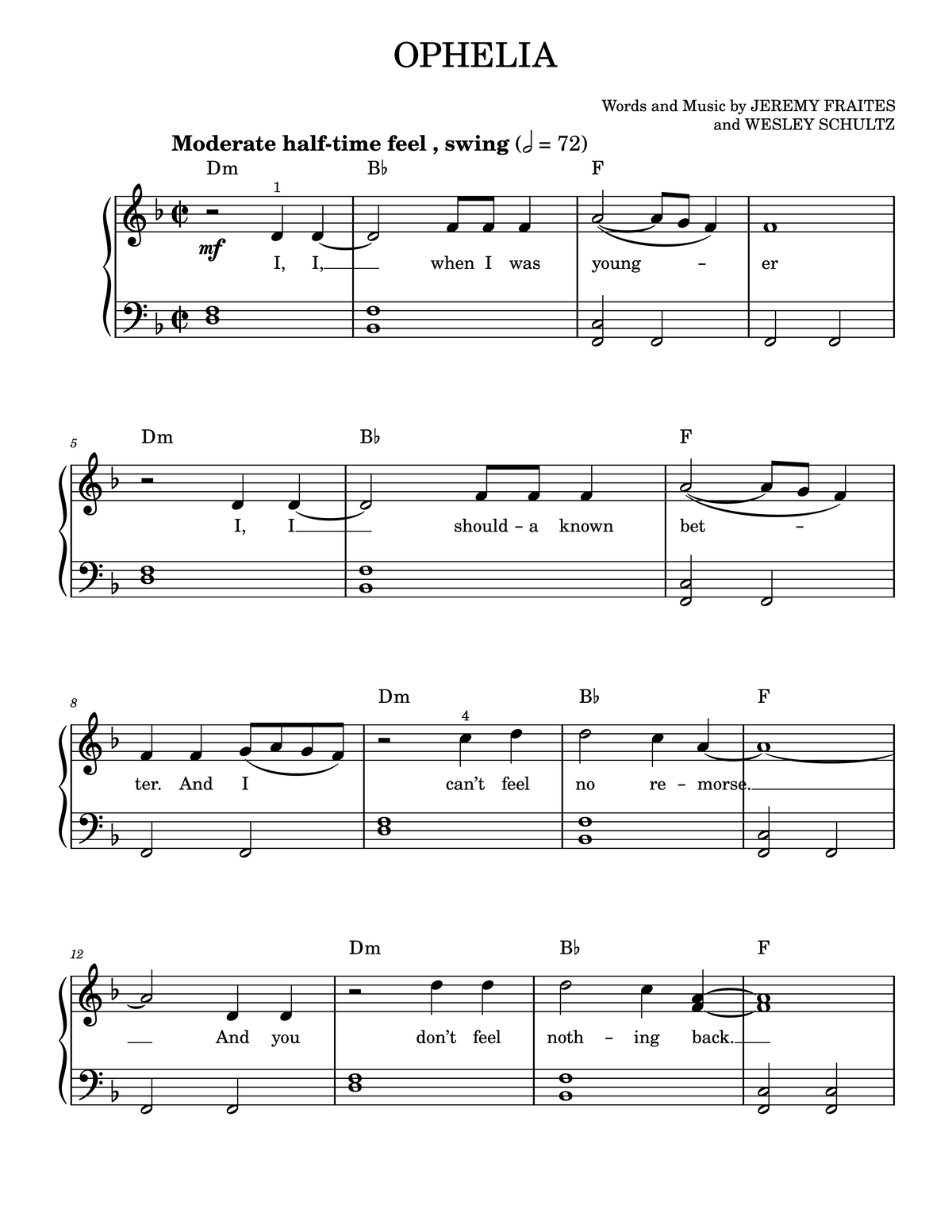 Lumineers Ophelia - Easy - SOCI 101 - OPHELIA Words and Music JEREMY ...