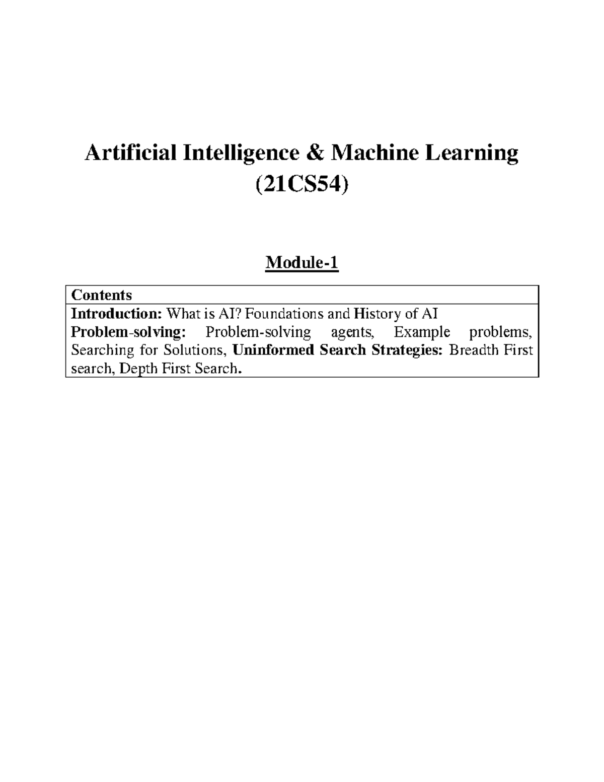 21CS54 AI&ML Module-1 Notes - Artificial Intelligence & Machine ...