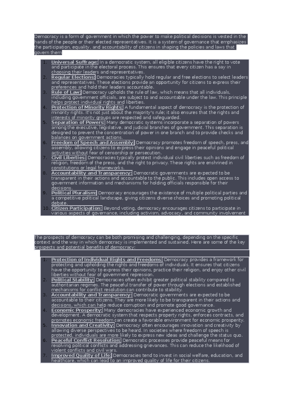 Democracy essay - Democracy is a form of government in which the power ...