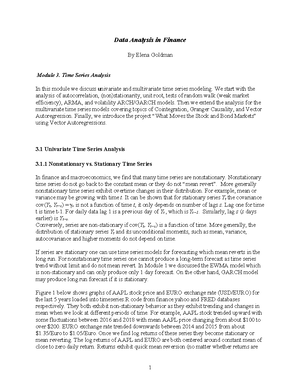 Data Analysis Module 2 - Data Analysis in Finance By Elena Goldman ...