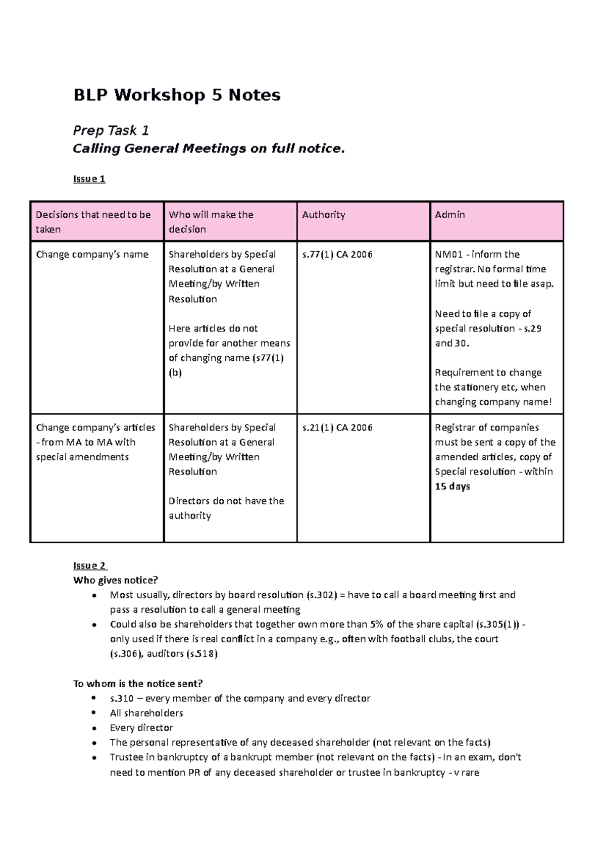 BLP Workshop 5 Notes - BLP Workshop 5 Notes Prep Task 1 Calling General ...