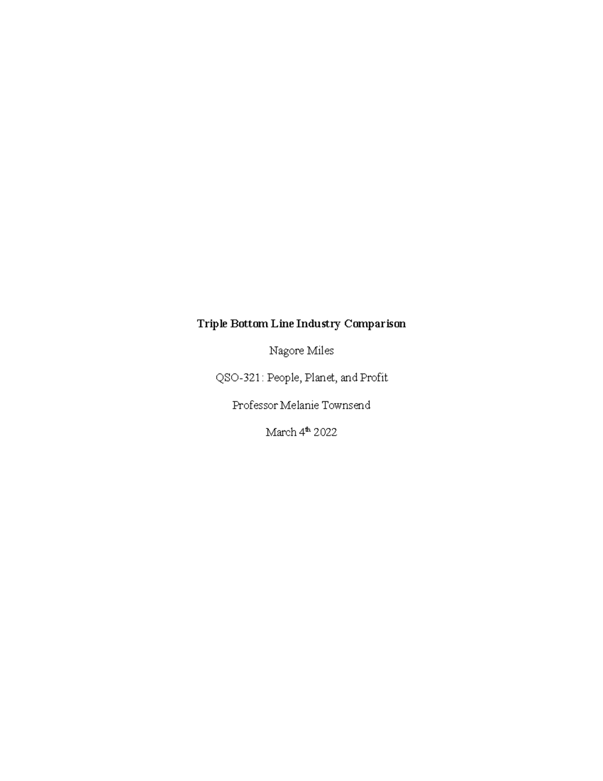 1.3 Assignment- Triple Bottom Line Industry Comparison - Triple Bottom ...