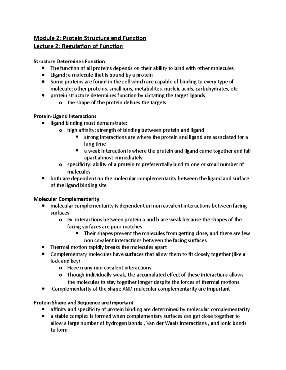 Module 2 Lecture 2 Module 2 Protein Structure And Function Lecture 2 Regulation Of Function
