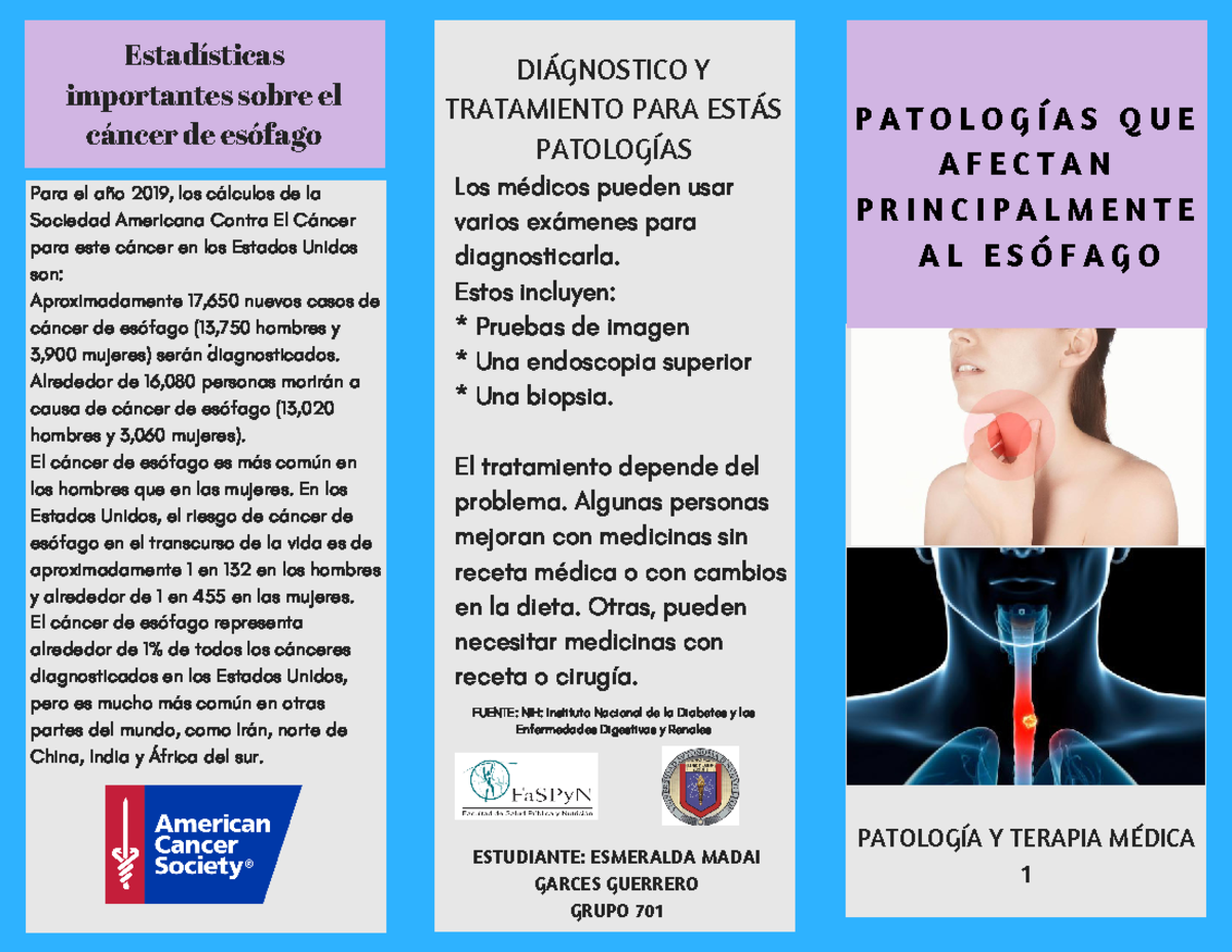 Infografía Esófago - Estadísticas importantes sobre el cáncer de ...
