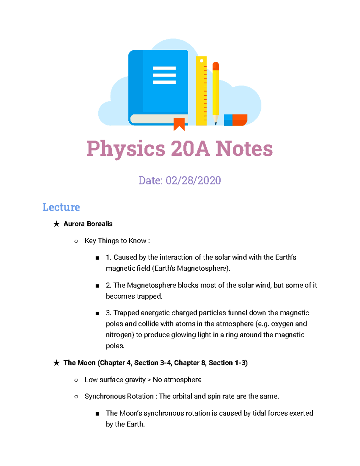 Physics 20A Lecture 02/19/2020 - Physics 20A Notes Date: 02/28/ Lecture ...