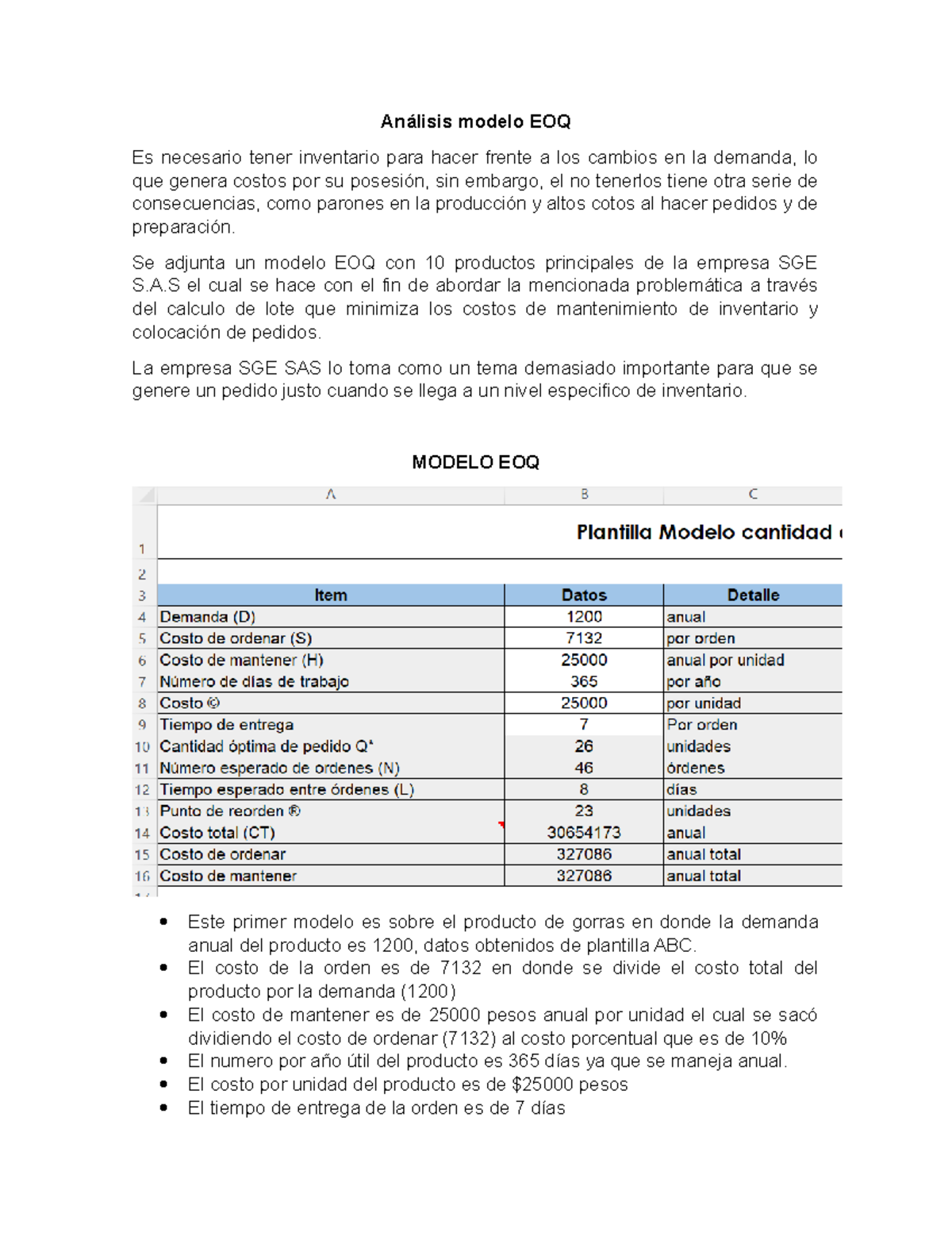 Análisis modelo EOQ - Analisis eoq - Análisis modelo EOQ Es necesario tener inventario para ...