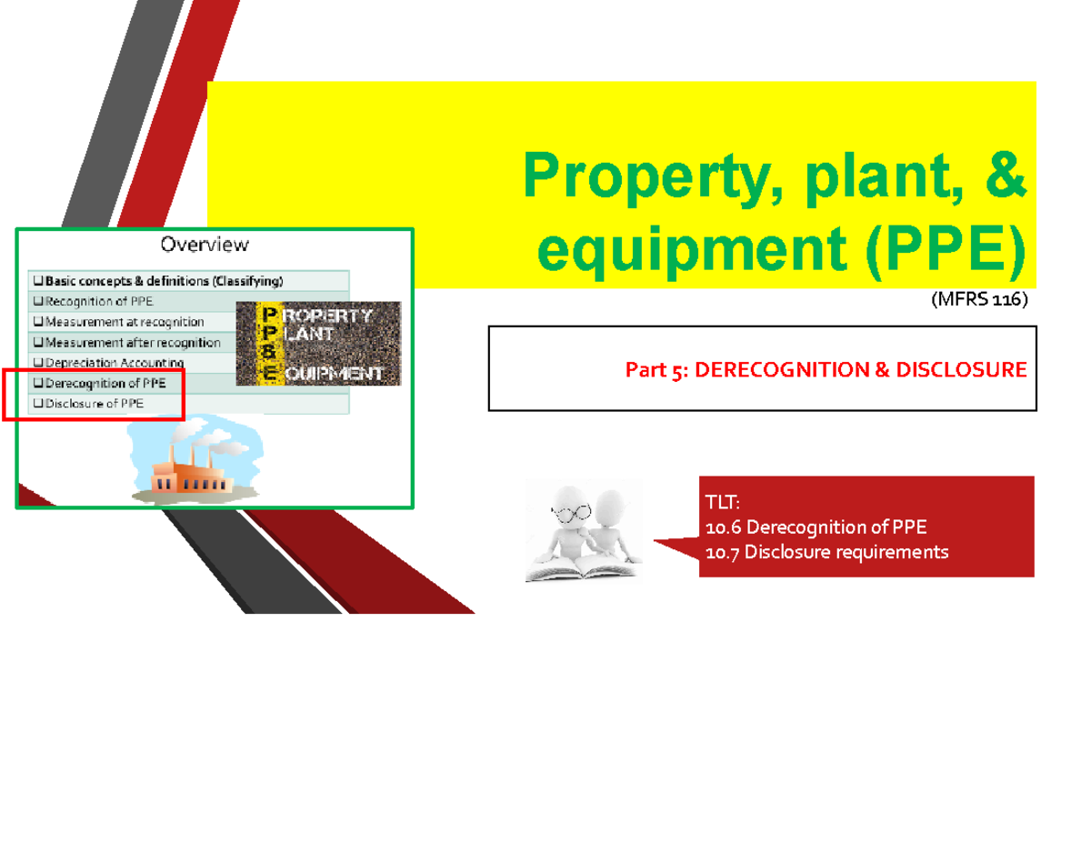 Derecognition - nanana - Property, plant, & equipment (PPE) (MFRS 116 ...