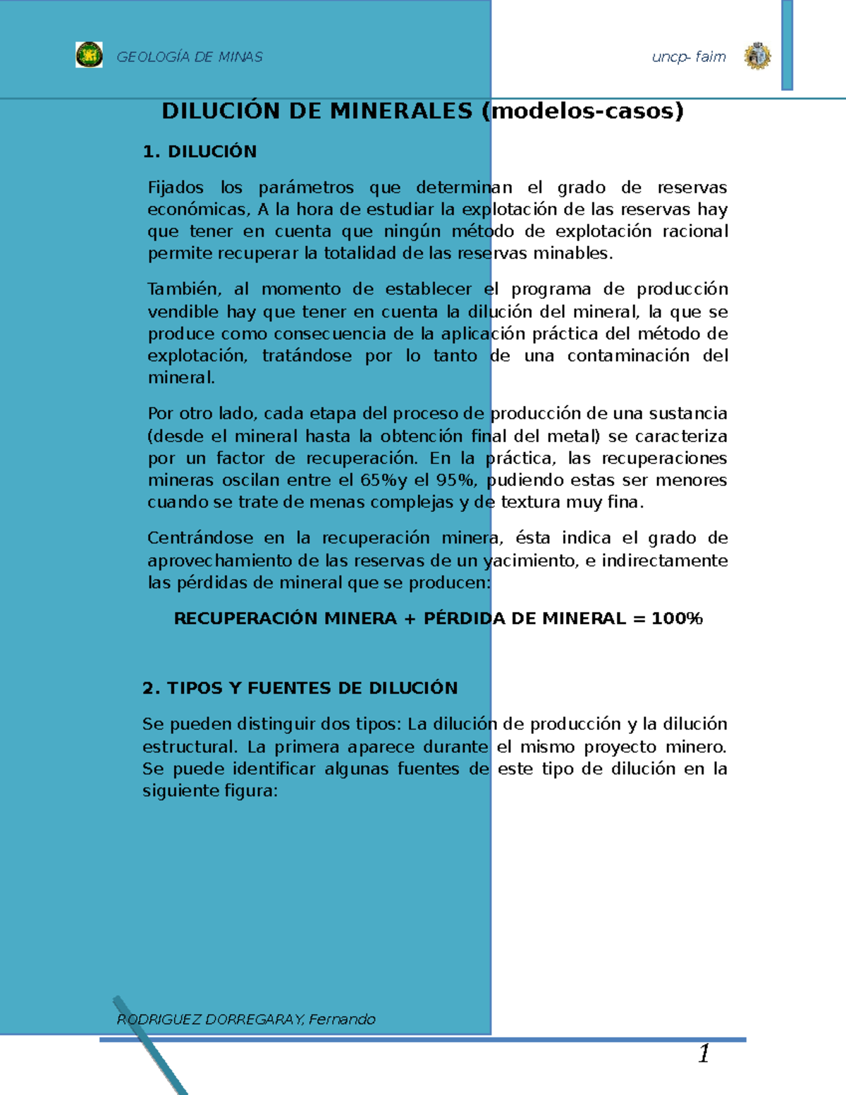 240505600 Dilucion de Minerales - DILUCIÓN DE MINERALES (modelos-casos ...