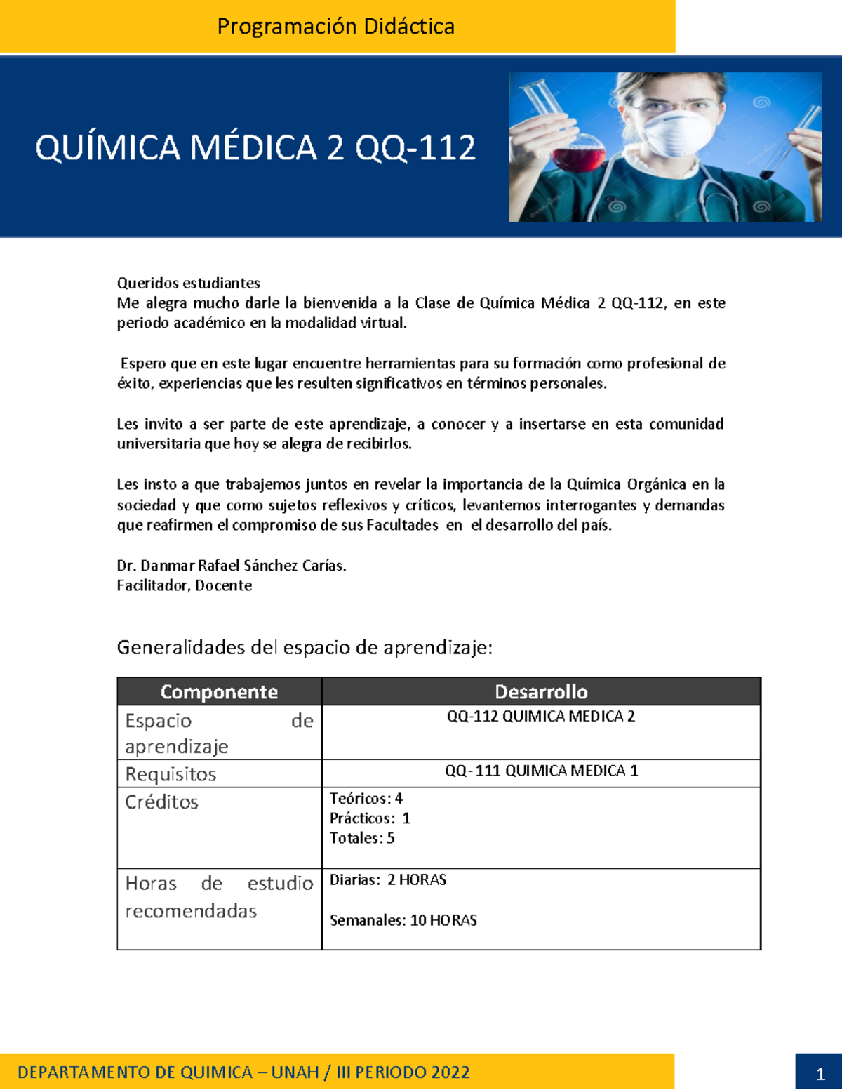 Guia Didactica Quimica Medica 2 III PAC 2022 - QUIMICANombre del ...