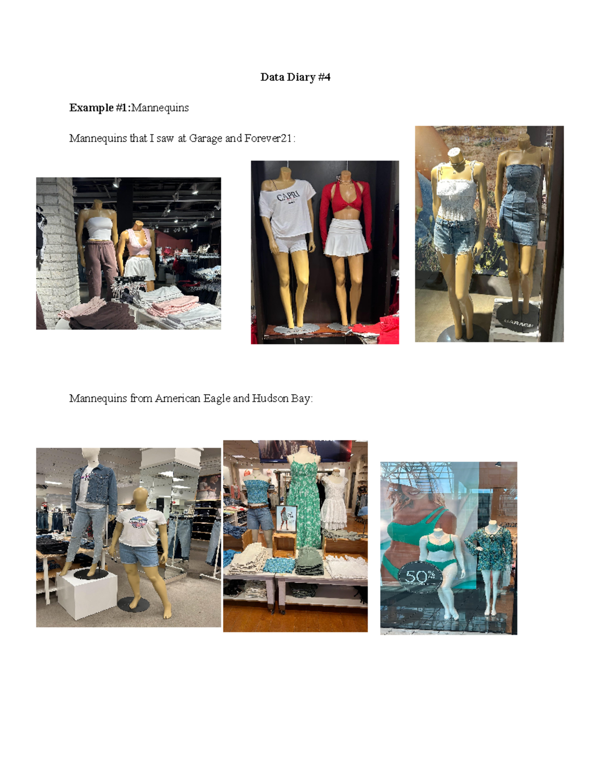 Data Diary #4 - assignment - Data Diary # Example #1:Mannequins ...
