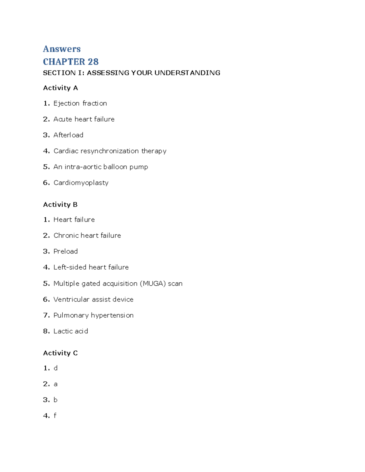 AWQ Chapter 28 - Med Surg Practice - Answers CHAPTER 28 SECTION I ...