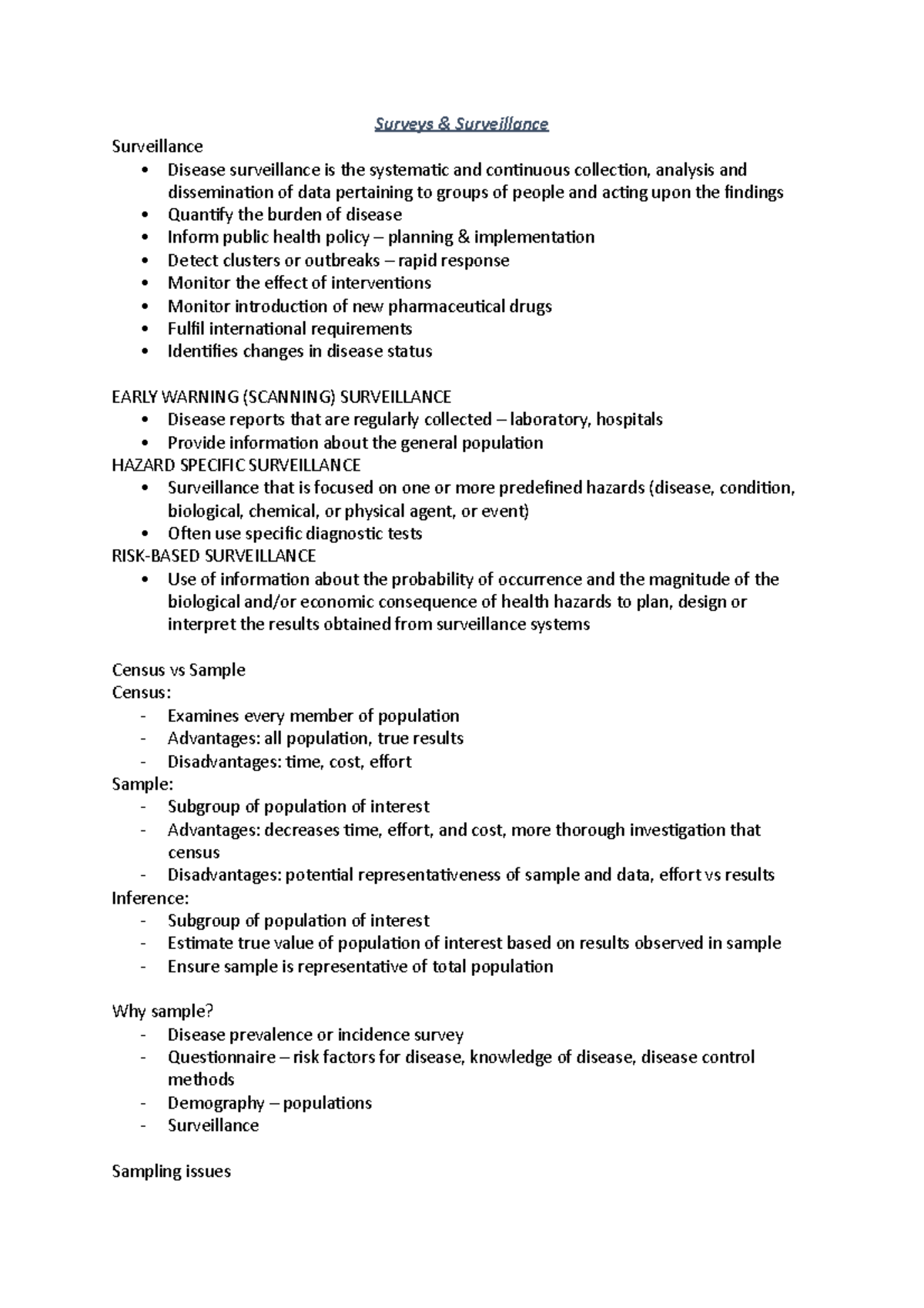 Epidemiology Surveys - VET392 - Bethany Jackson Veterinary public ...