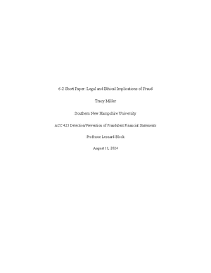 ACC 350 4-3 Unique Circumstances - 4-3 Assignment: Unique Circumstances Tracy Miller Southern ...