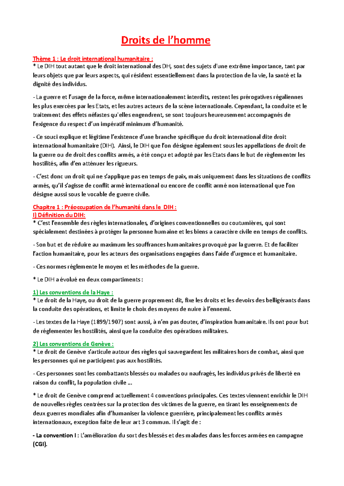 DH resume - droit humains - Droits de l’homme Thème 1 : Le droit ...