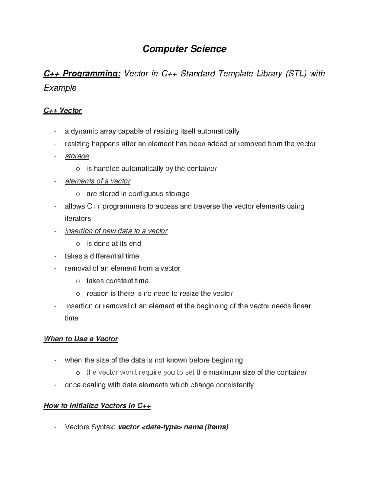 C++ Programming: Vector in C++ Standard Template Library (STL) with ...