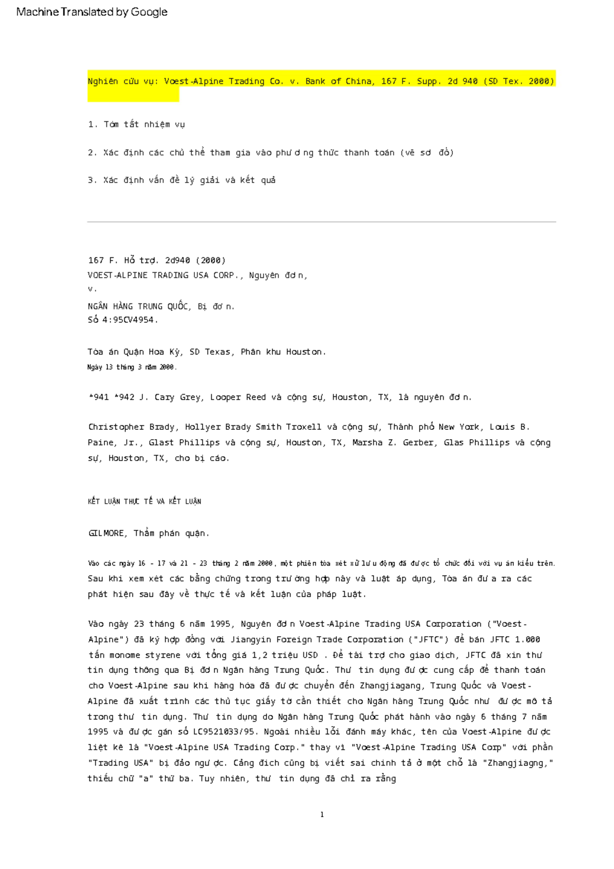 Voest-Alpine Trading Co. v. Bank of China. SV.P2 - v. Nghiên cứu vụ ...